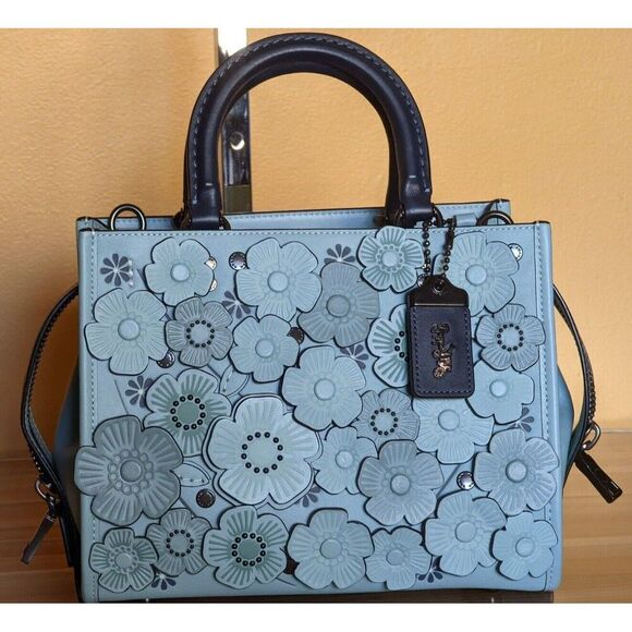 Coach | Bags | Coach 941 Tea Rose Pale Blue Color Rogue 25 Bag | Poshmark